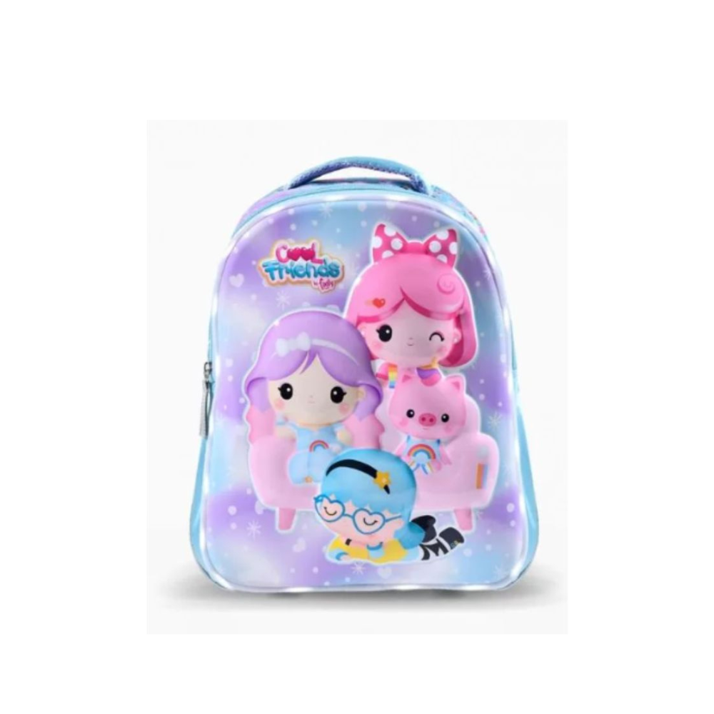 Mochila de Espalda Cool Friends con Luces Led Footy de 14" con Base Lila