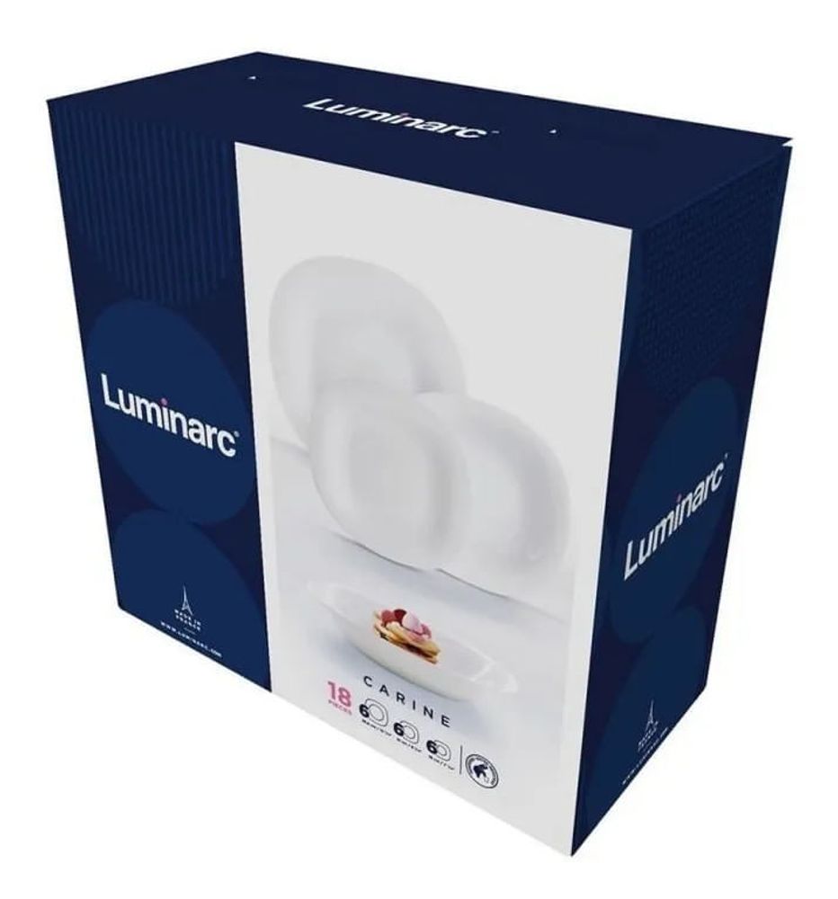 Juego Vajilla Set 18 Platos Luminarc Carine Blanco Templado