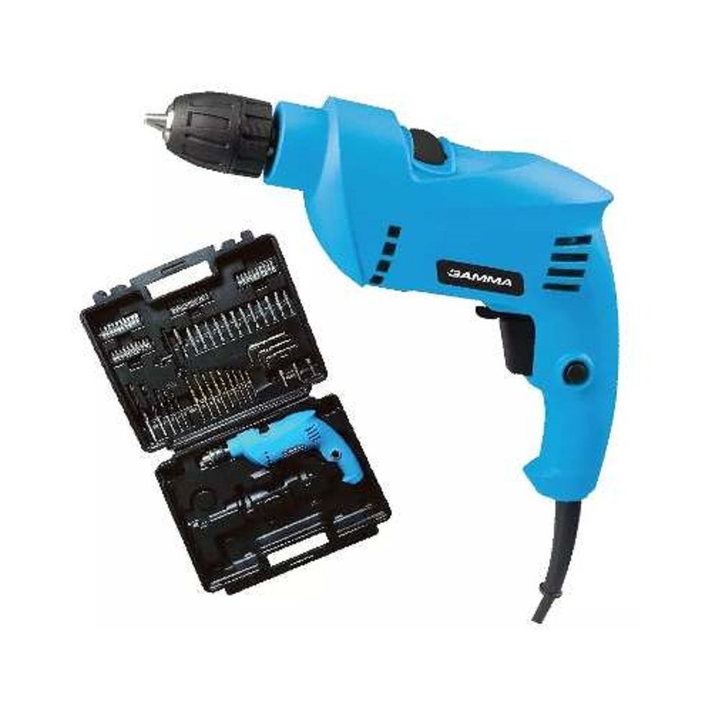 Taladro Gamma Kit Maletin 650w 10mm Mandril A. Ajustable