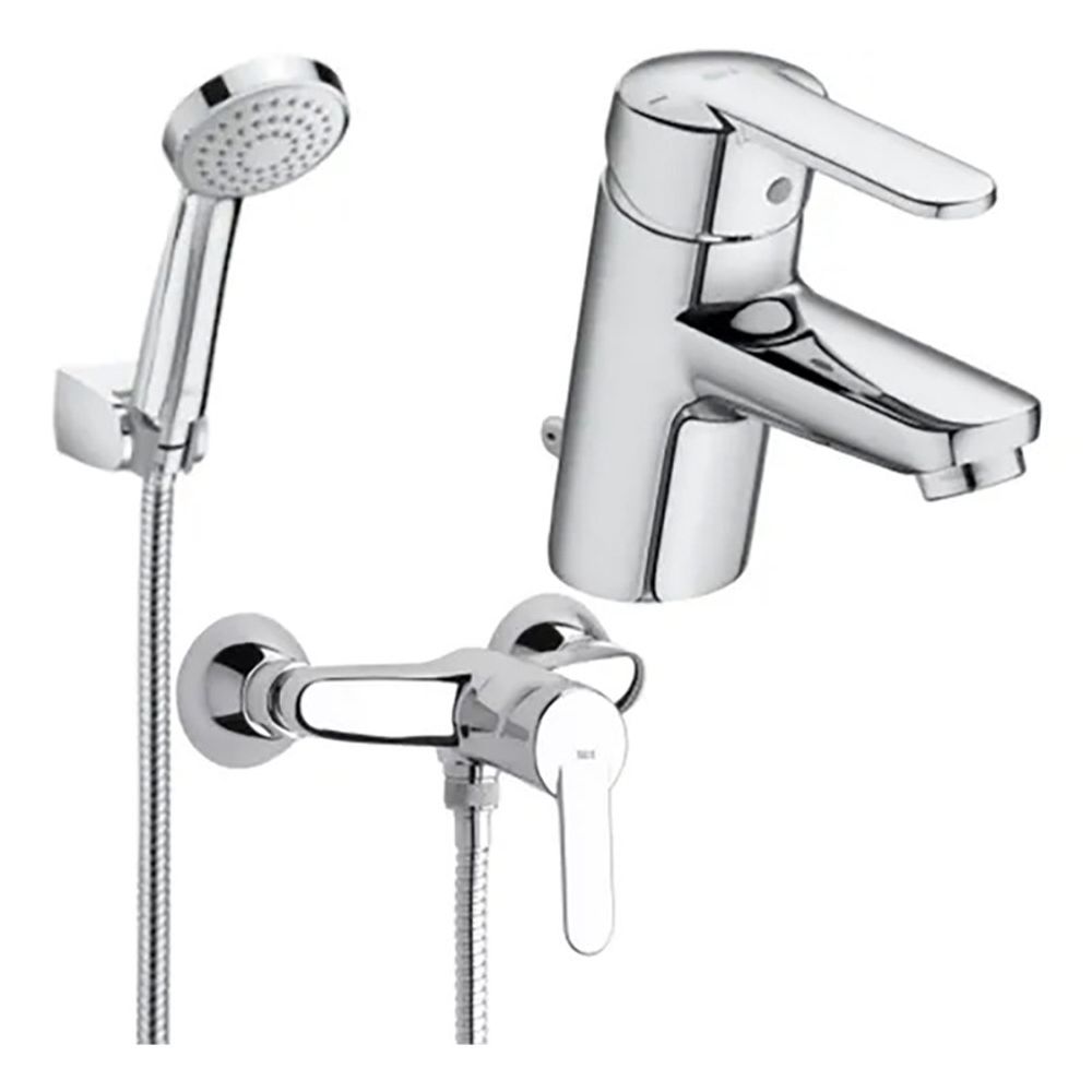 Combo griferia Roca Victoria Lavatorio+Ducha Ext S/T