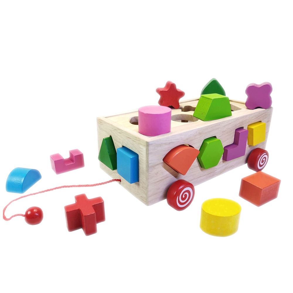 Juego De Encastre Madera Niño Carro Ruedas Formas Geometrica MA01