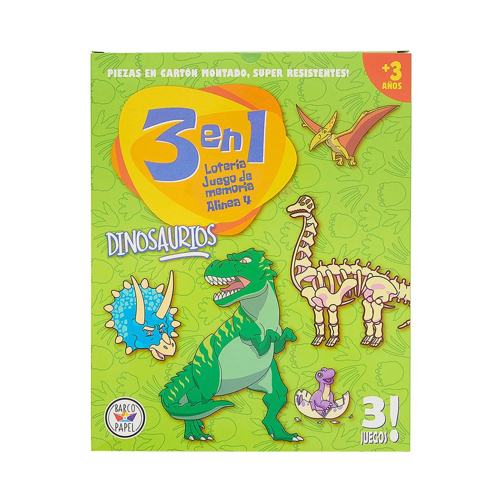 Juego Mesa 3 En 1 Dinosaurios Memoria Lotería Alinea 4