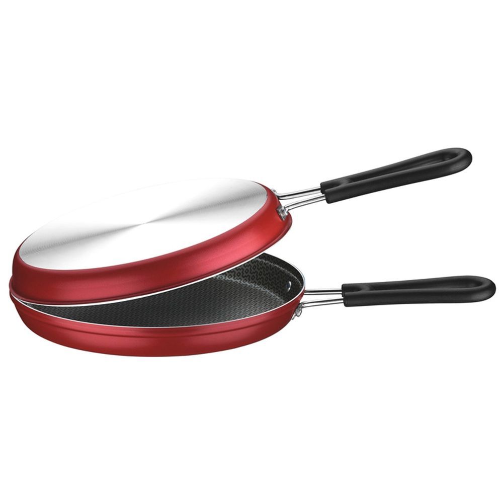 Sarten Doble 24cm Omeletera Tramontina Loreto Bordó