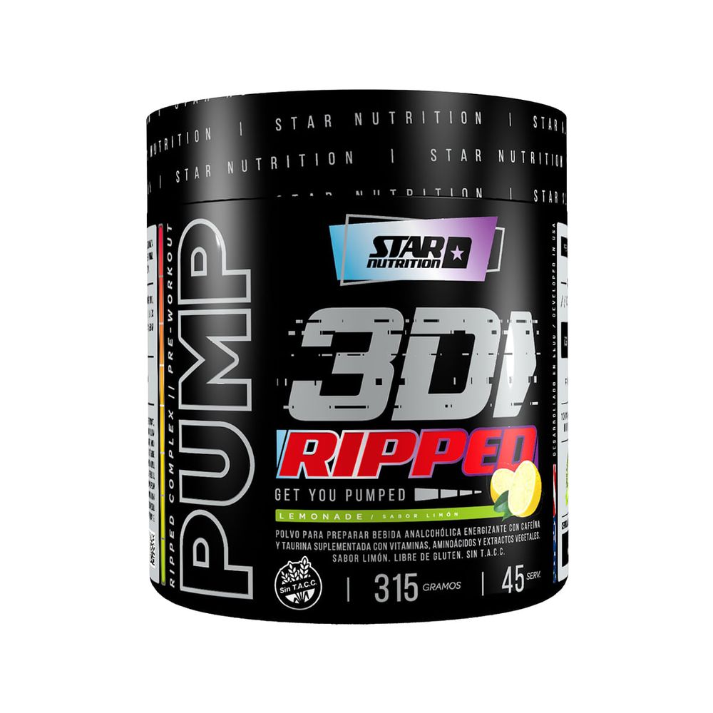 Pump 3d Ripped Star Nutrition Pre Entreno + Quemador 315g