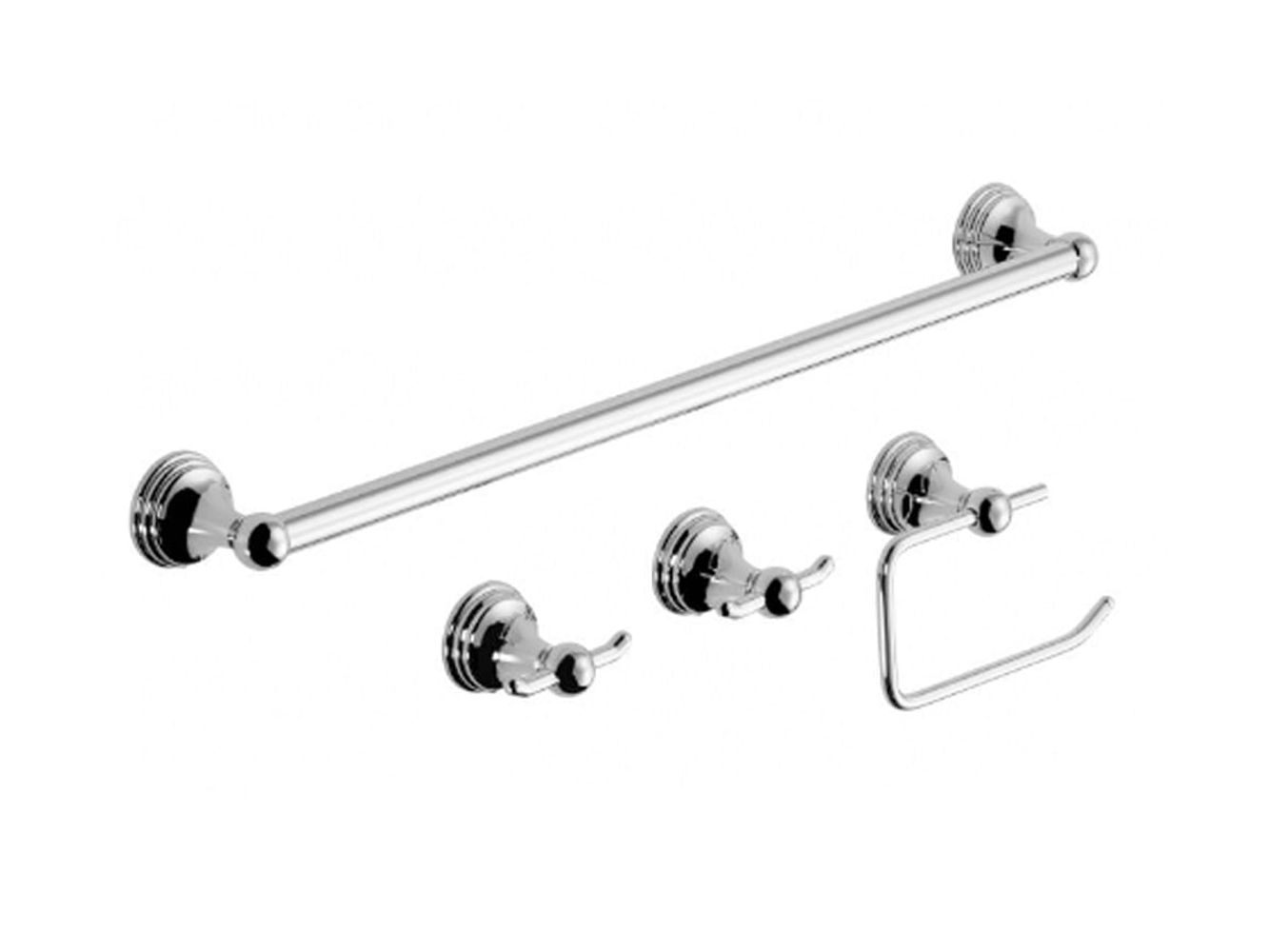 Set de Accesorios Baño Kit 4 Piezas Hydros Kiss Plus Cromo