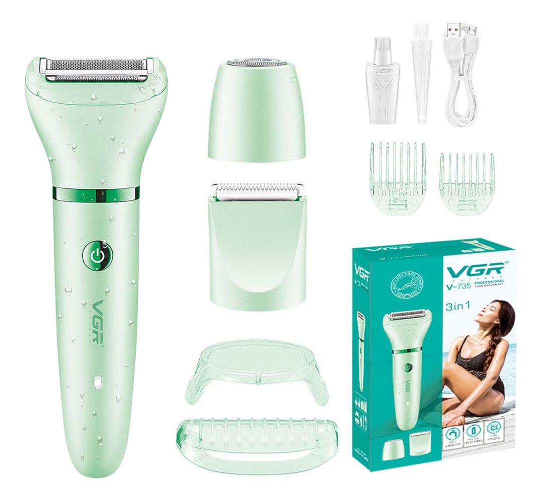 Afeitadora Eléctrica Mujer Trimmer 3en1 VGR V-735 Usb IPX7