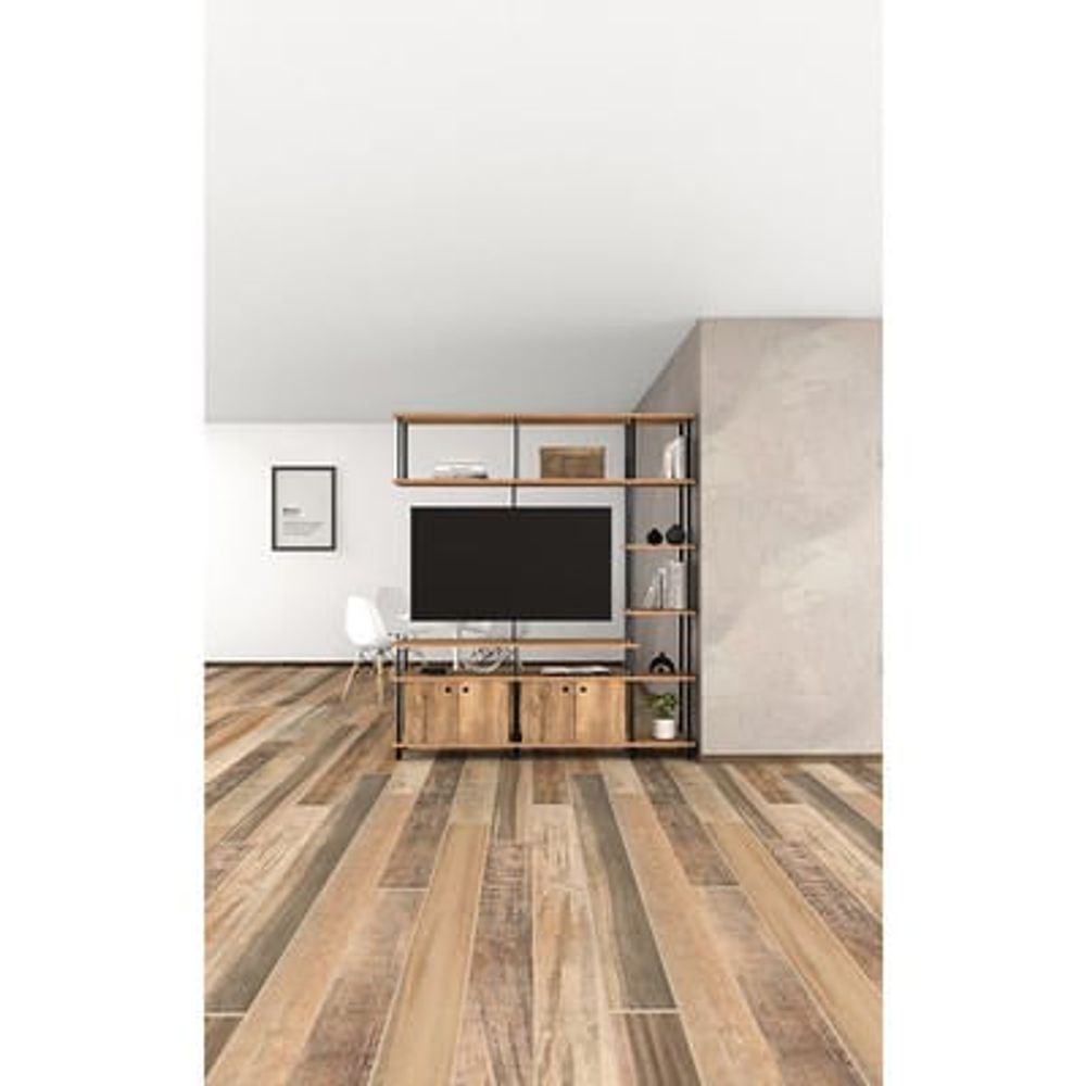 SEPARADOR CON SOPORTE TV 160CM. 161 x 30 x 182 cm. Color ROBLE ATAKAMA
