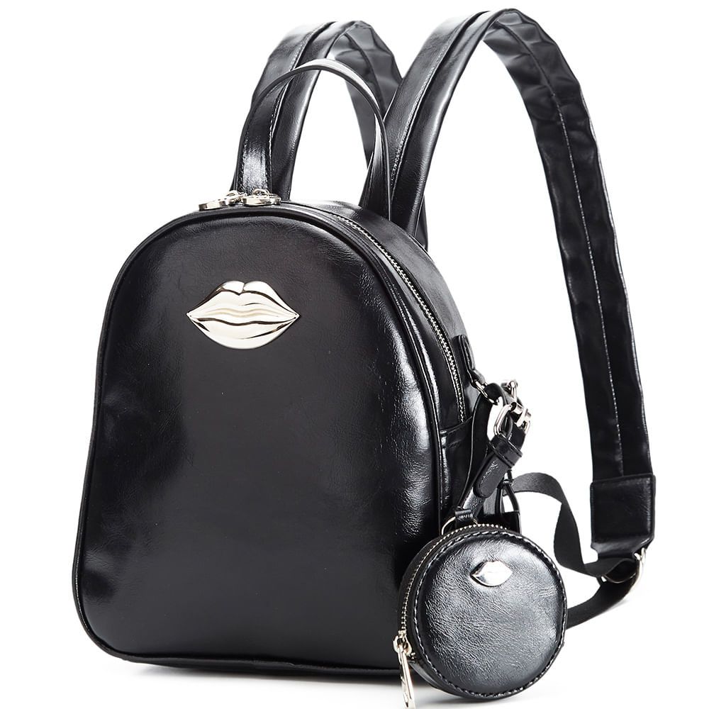 Mochilita Las Oreiro Chica Simil Cuero Brillosa Moda Juvenil