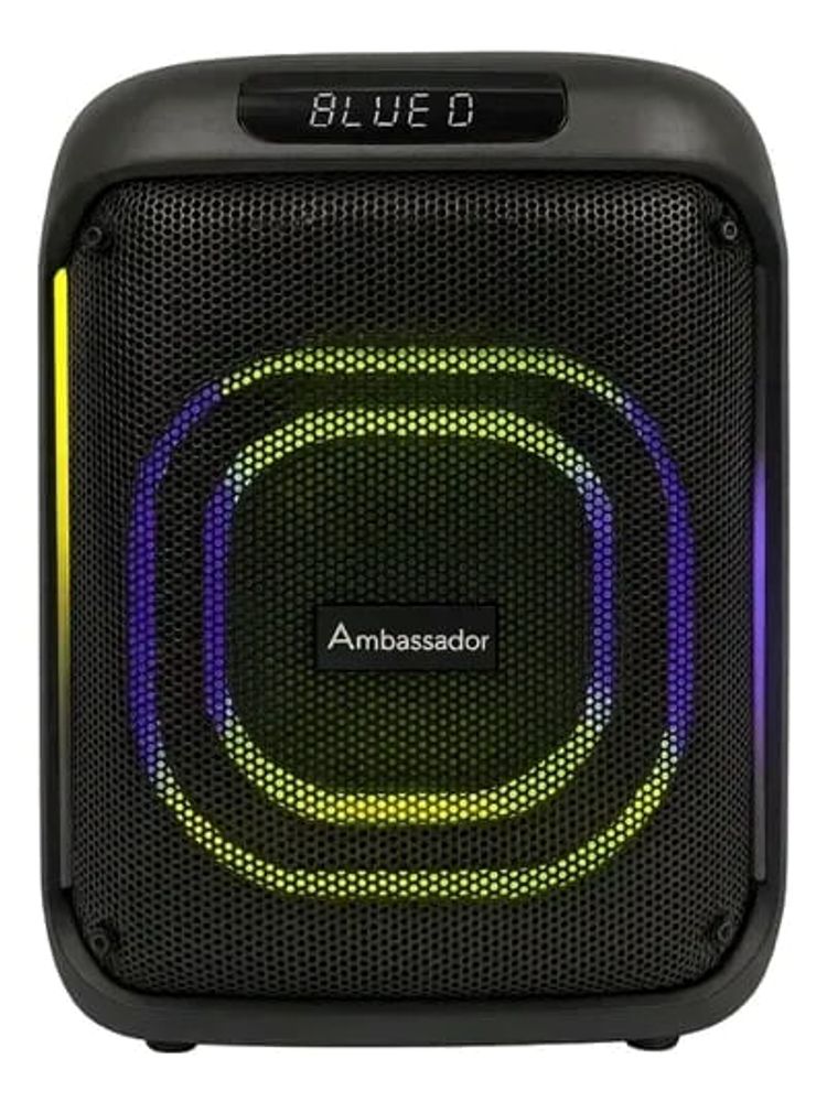 Parlante Portatil Ambassador Bluetooth Luces Led Inalambrico Negro