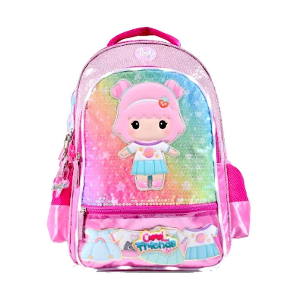Mochila Footy Cool Friends Espalda 18 Con Luz F1823 Rosa