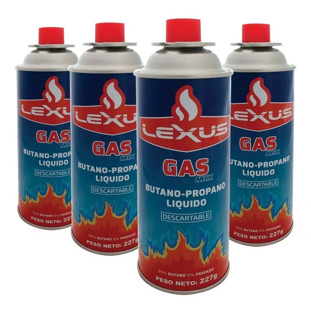 Pack 4 Cartuchos De Gas Butano 227gr Para Anafe Camping Hogar