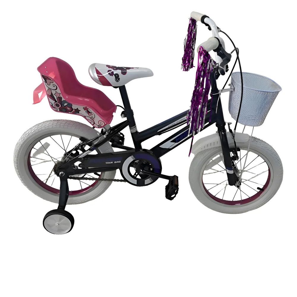 Bici Cross Infantil Firebird R 16 Nena Canasto Porta Muñeca Negro 3cts