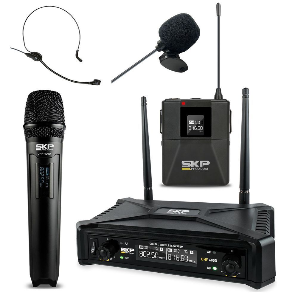 Set Micrófono Inalámbrico de Mano SKP UHF-400D con Body Pack para ...