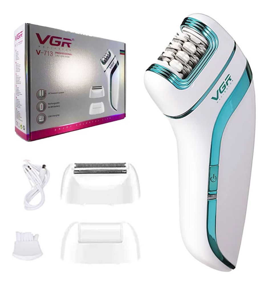 Depiladora Mujer Recargable Vgr V-713 Cara Cuerpo Callo 3En1 Blanco
