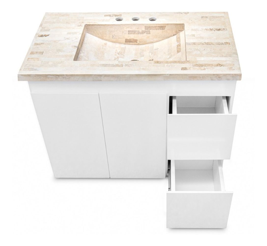 Vanitory Colgante Madera Laqueado 80cm Bacha Travertino