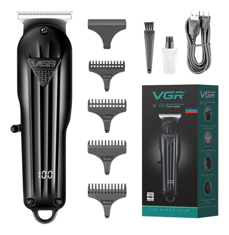 Máquina Patillera Profesional Recargable VGR V-982 Usb Led