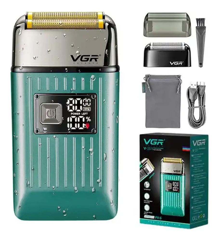 Afeitadora Shaver Vgr V-357 Patillera Titanio Inalámbrica Verde