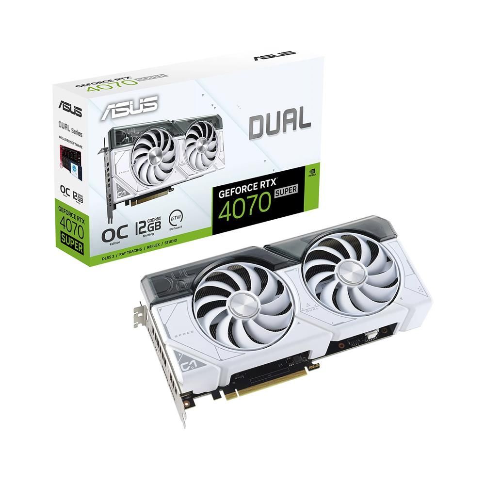 Placa de Video Gf Asus Rtx 4070s Dual Evo Oc 12gb Gddr6x 192bit Pcie 4.0 White