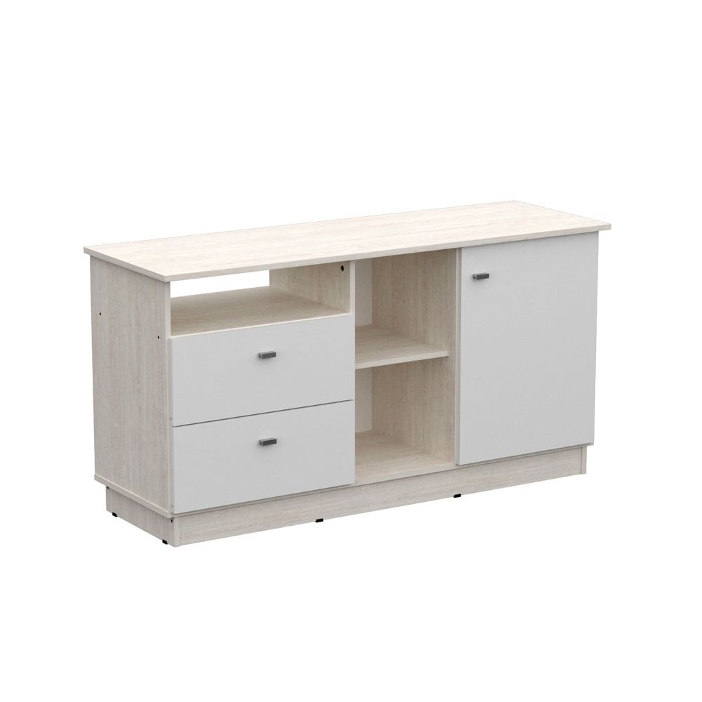 Mueble Rack De TV Milenial Con Puertas y Cajones Venezia/Blanco