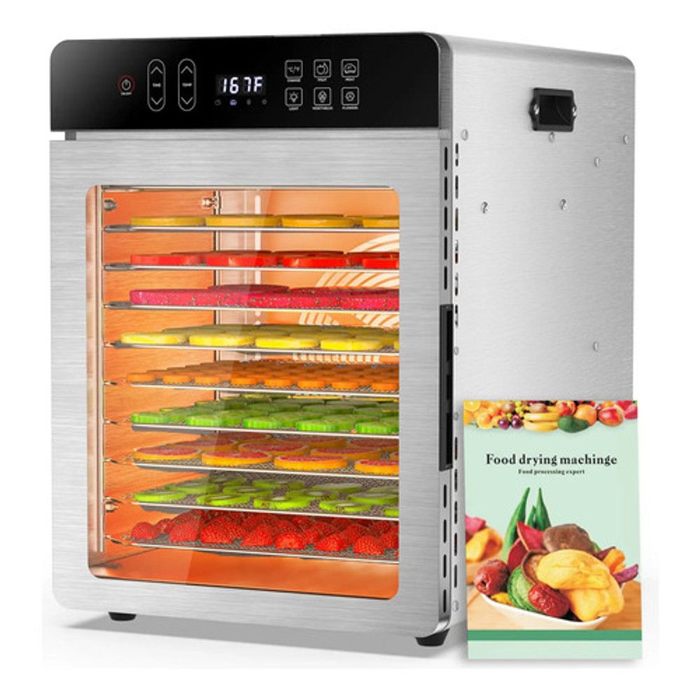 Deshidratador De Alimentos Eléctrico De Acero Inoxidable 10 Plateado