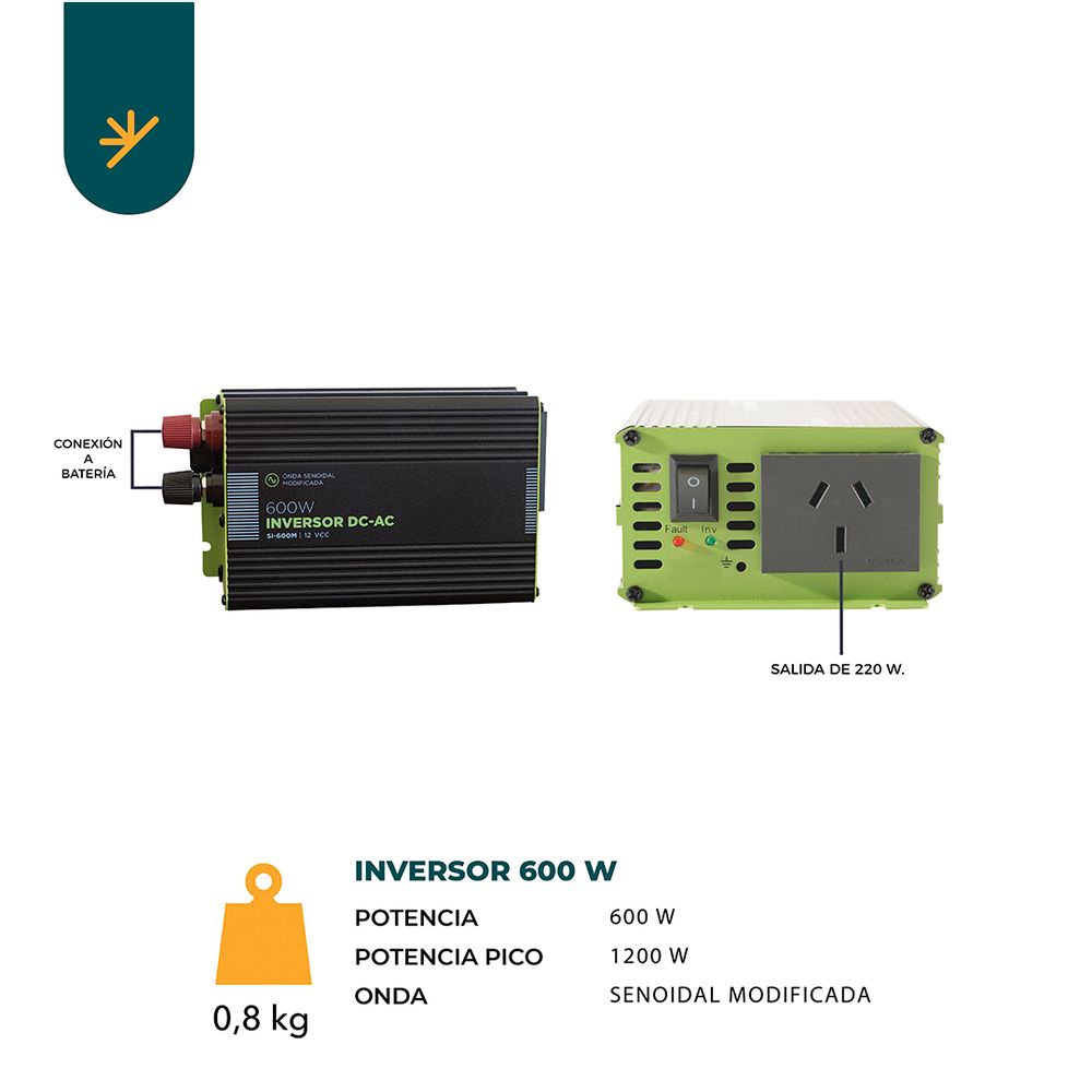 Inversor 600W (12V a 220V) - Onda Modificada
