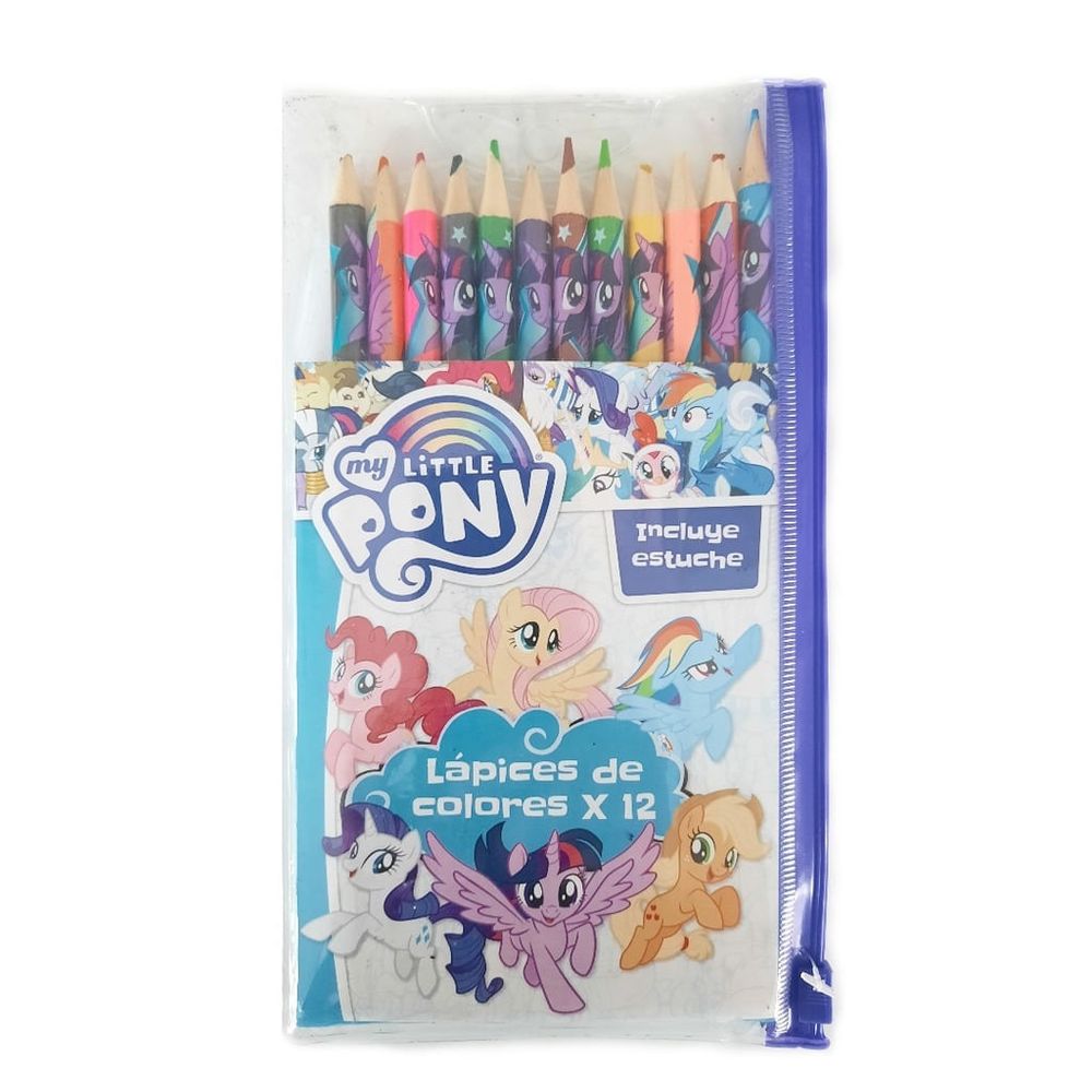 Set De 12 Lápices De Colores Personajes Con Estuche My Little Pony