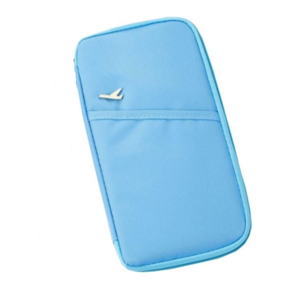 Porta Pasaporte Documento Viaje Celeste