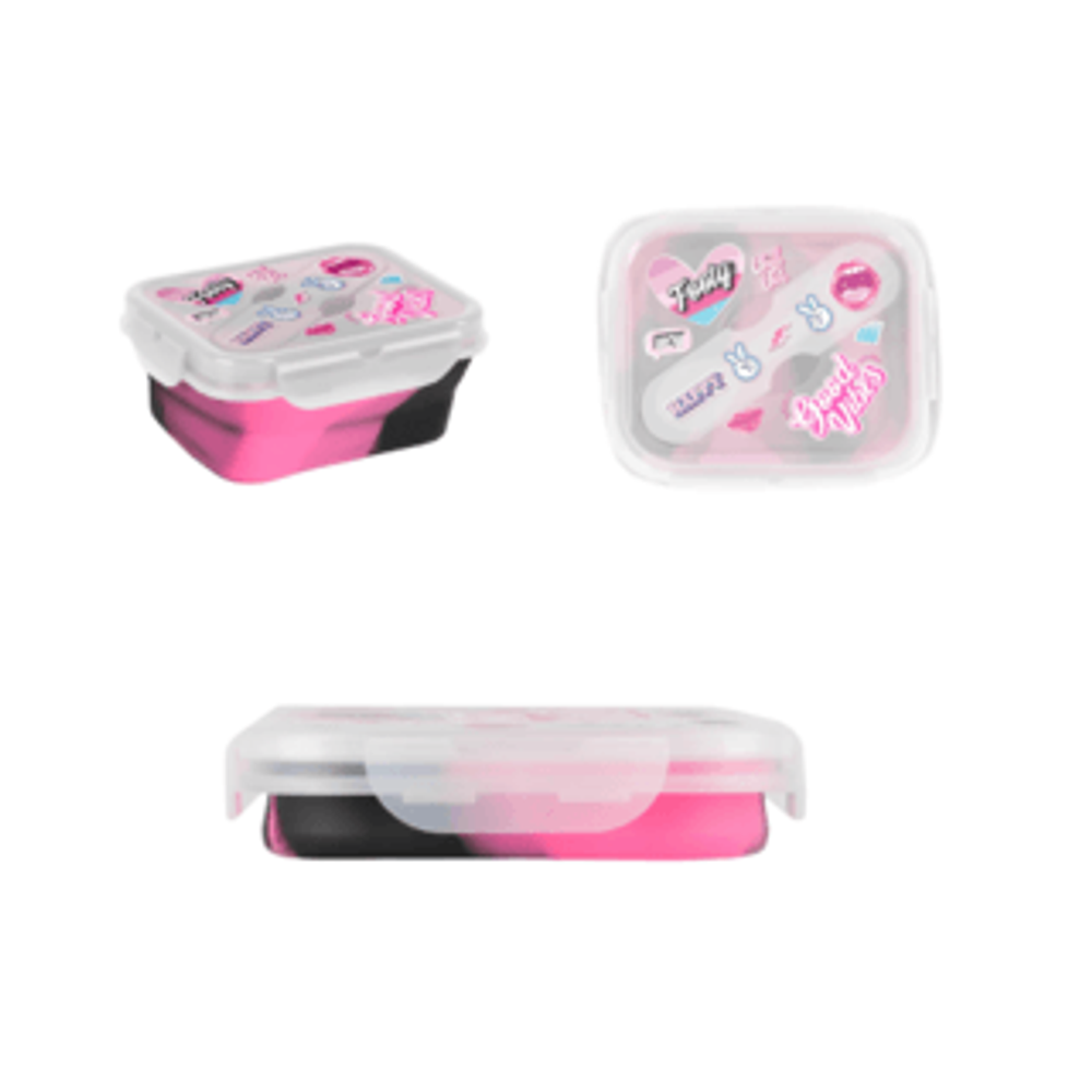 Lunchera plegable de silicona - Footy - Good Vibes Negro