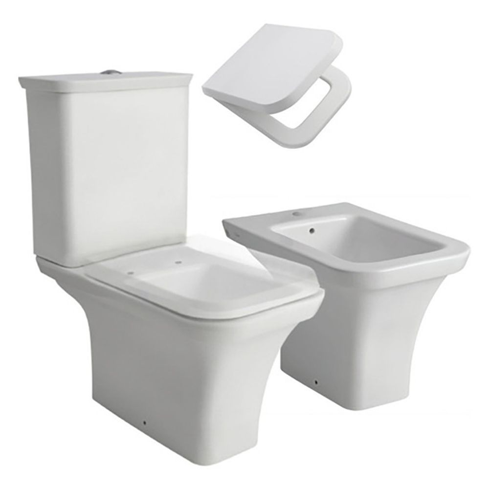 Inodoro C/Depósito, Tapa Amortiguada, Bidé Milena Ferrum 1Ag