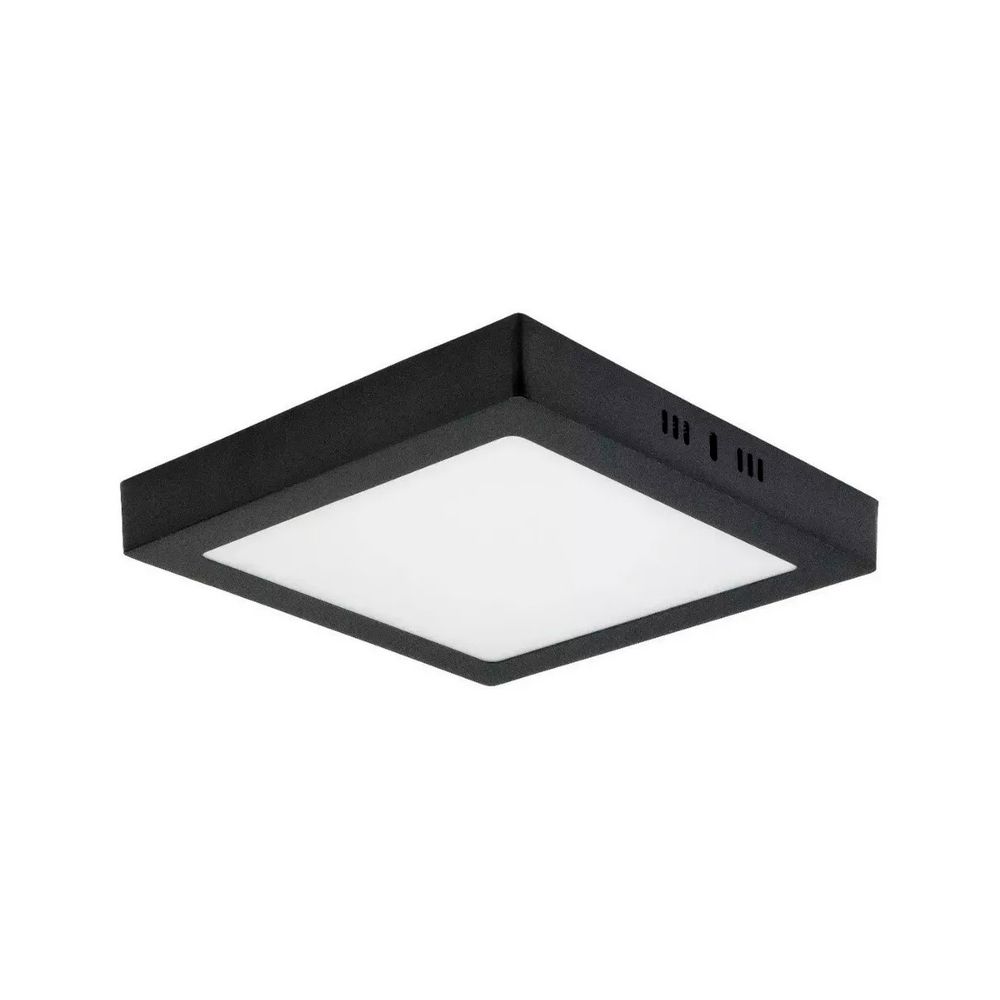 Plafon Cuadrado 18W Negro 22CM Calido