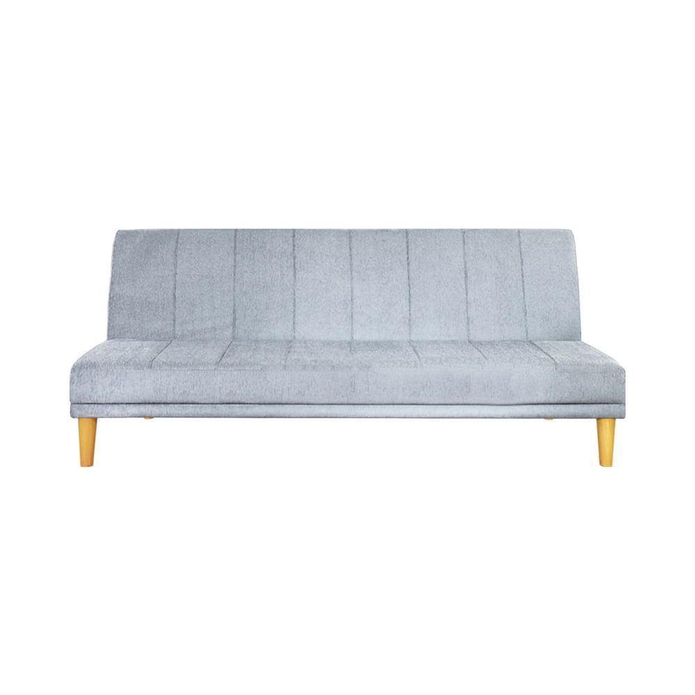 Futón Boston 1 plaza 3 Cuerpos De Chenille Gris Claro Full Confort