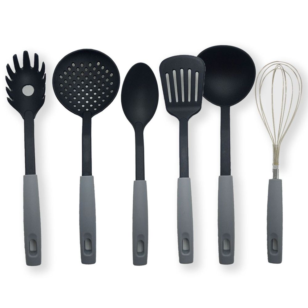 Combo X6 Set Utensillo Nylon Soft Cocina Espumadera Batidor