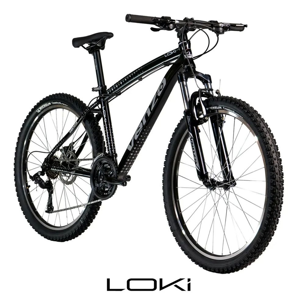 Bicicleta Mtb Venzo Loki R26 21v Disco Mecánico Negro Gris T16 6cts