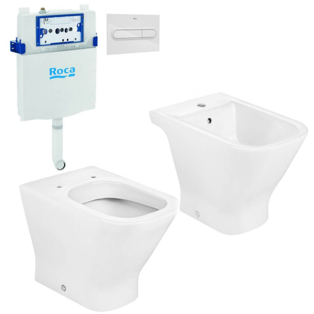 Inodoro Corto Y Bide Roca The Gap Deposito Slendra Tapa Blan 1 Agujero ...