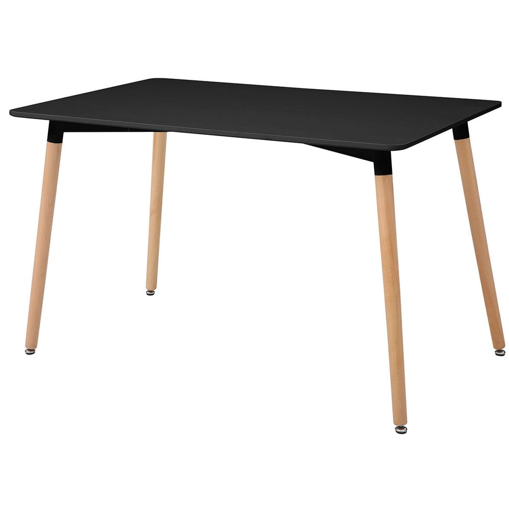 Mesa Comedor Nórdica Rectangular Negra 120x75cm Patas Madera