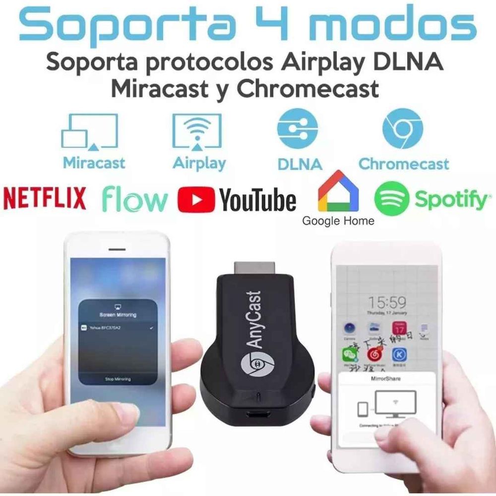 Anycast MiraScreen M9 Plus Netflix Flow Smart Tv Chromecast Wifi 2.4g ...