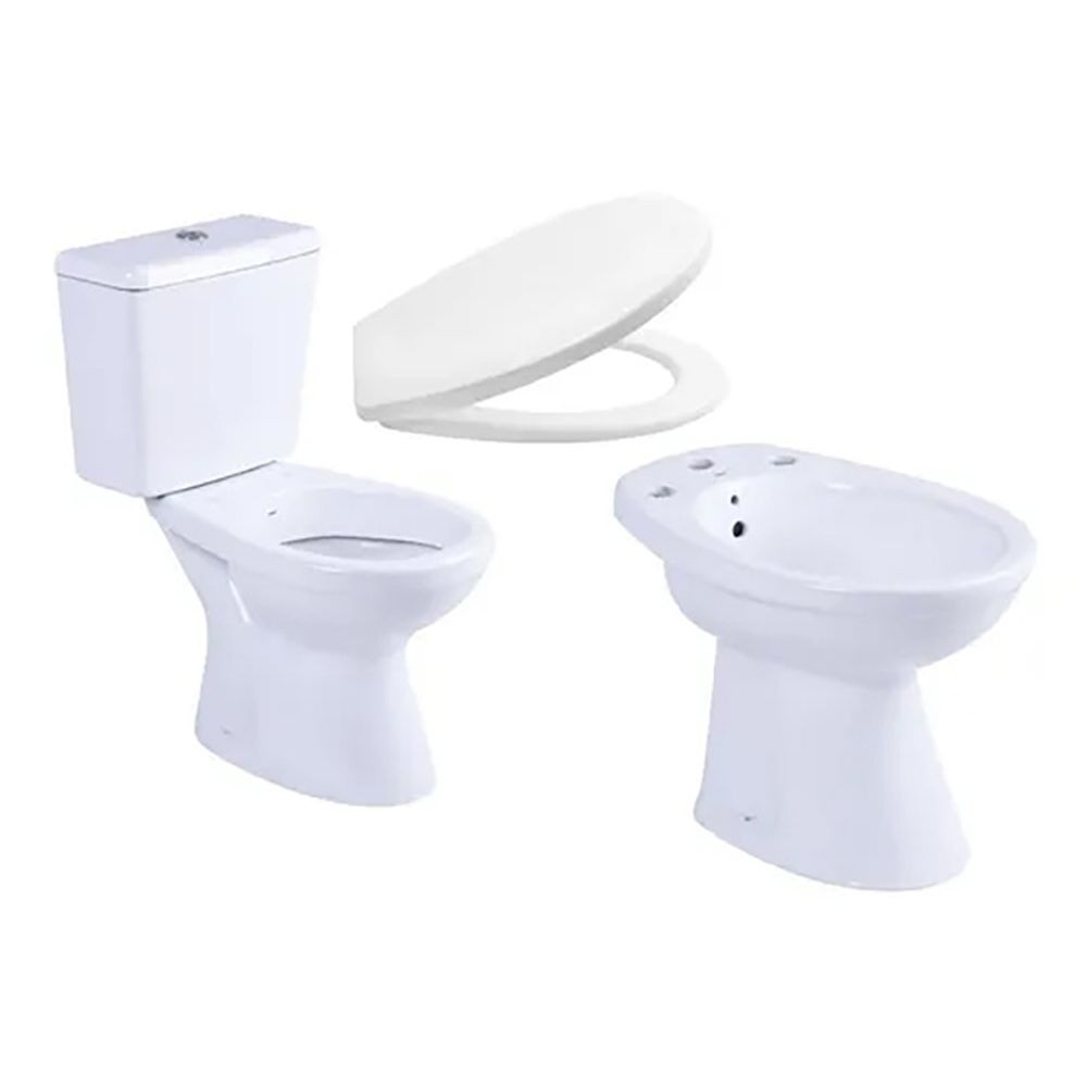 Inodoro Largo Con Tapa Depósito Y Bidé Roca Capea Italiana