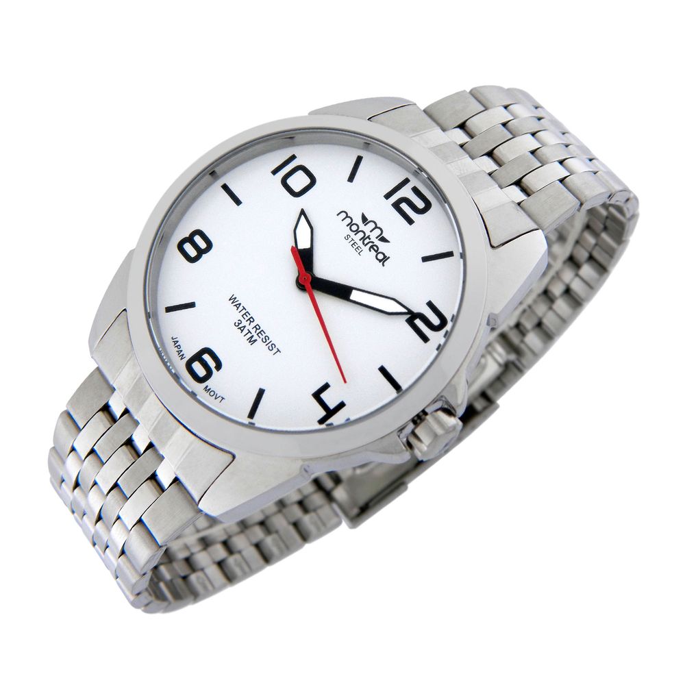 Reloj blanco Montreal acero