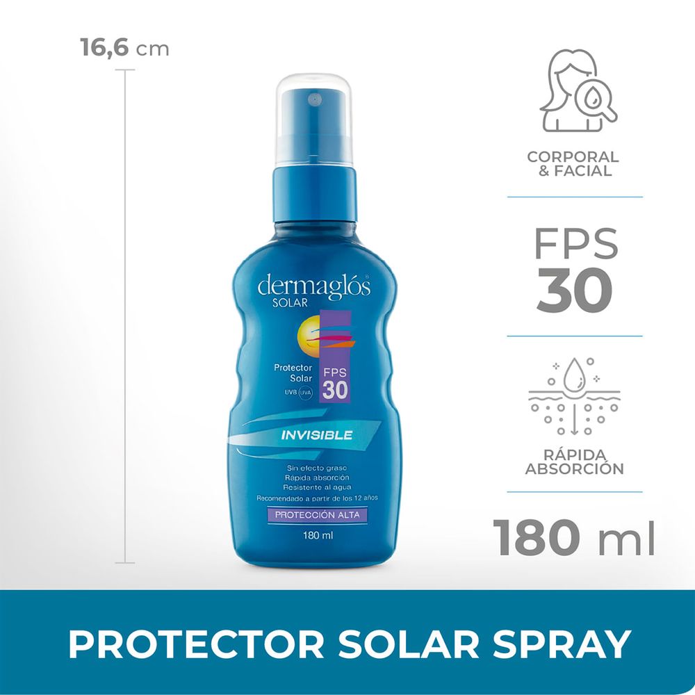Protector Solar DERMAGLOS FPS 30 Spray 180ml