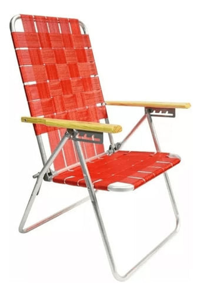 Reposera 5 Posiciones Avelino Brazos De Madera 1001 Roja