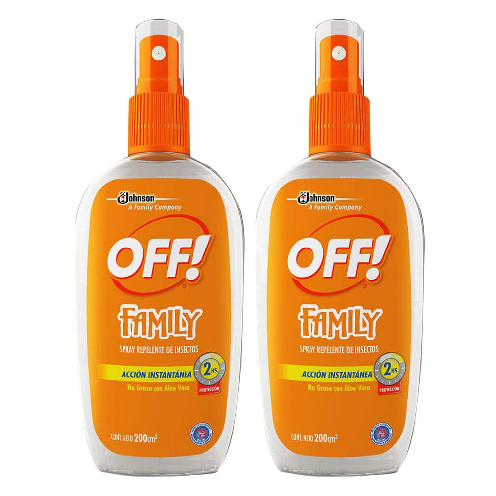 Repelente de Mosquitos OFF! FAMILY 2hs Spray 200ml x 2 und