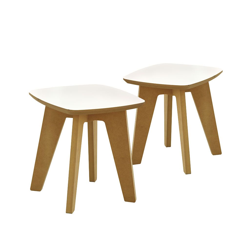 Banquito Kids Soluciones Madera Color Blanco