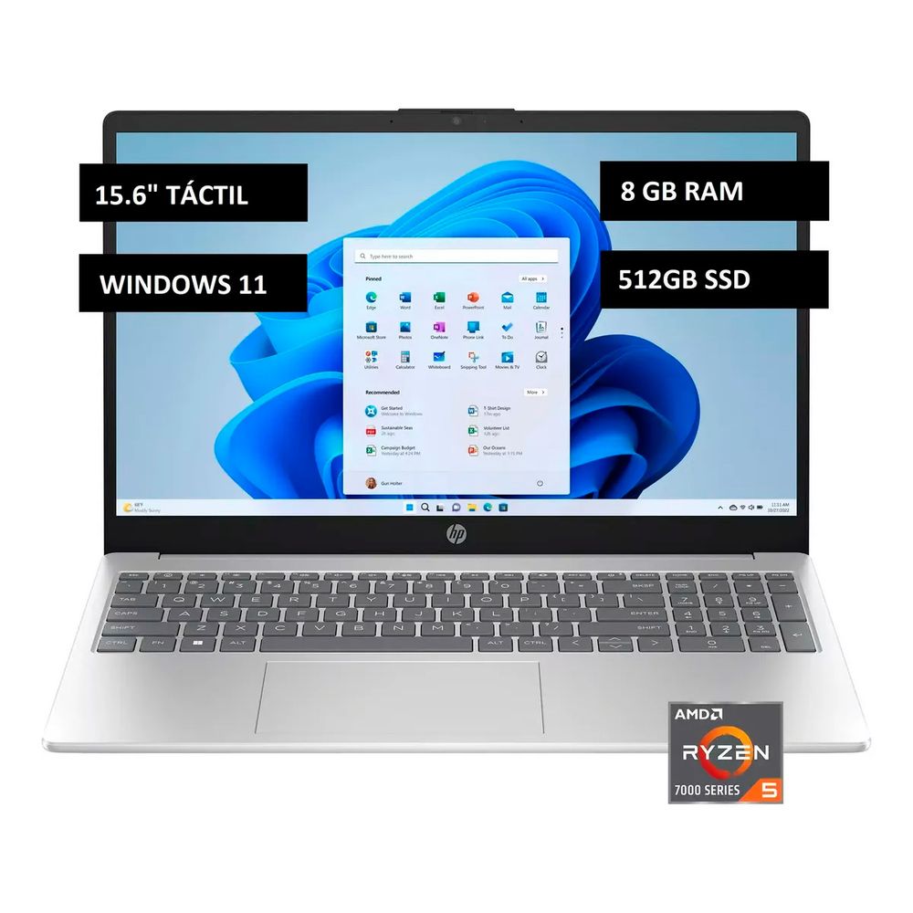 Notebook Hp Amd Ryzen 5 7520U SSD 512gb 8gb Ram 15.6" Touchscreen ...