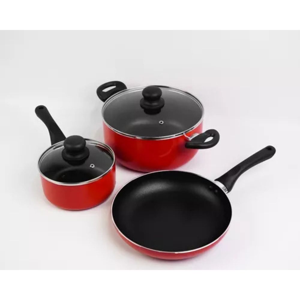 Set Ollas y Sarten Tapa Vidrio 5 Pzs Daewoo Dwl Set5