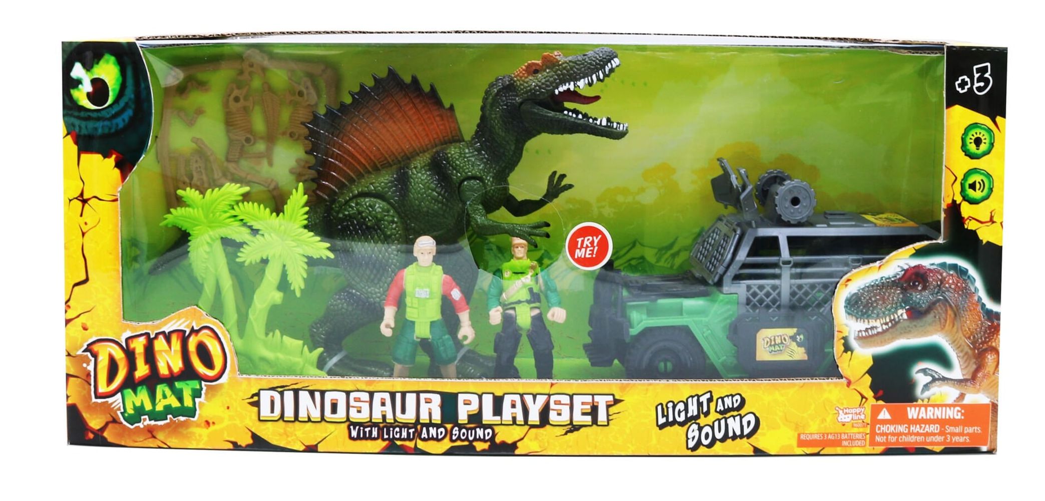 Set Vehiculo Con Personajes Luz Y Sonido Dinomat