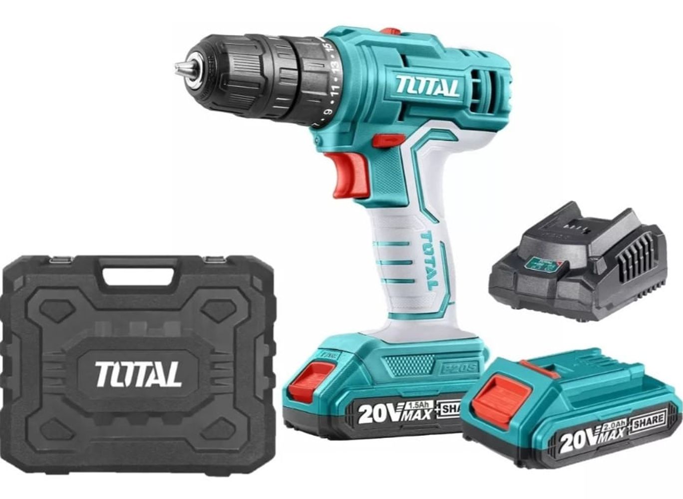 Taladro Atornillador Inalambrico con Torque y 2 Baterias de 1,5ah en 20V