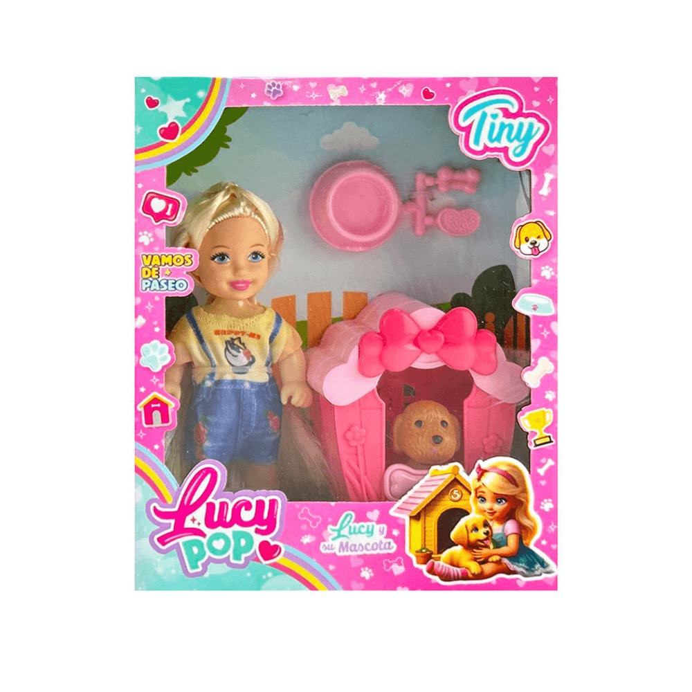 Muñeca Lucy Pop con Mascota y Accesorios Sebigus 54906 Peludito Marron ...