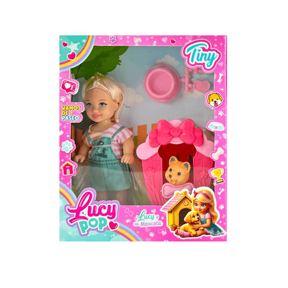 Muñeca Lucy Pop con Mascota y Accesorios Sebigus 54906 Peludito Marron ...