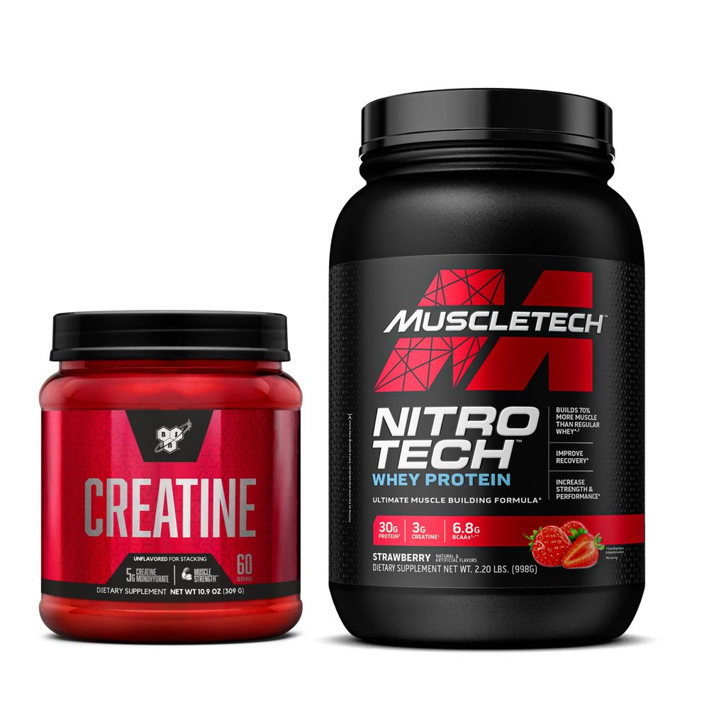 Combo Nitro Tech Whey Protein + Creatina BSN Strawberry
