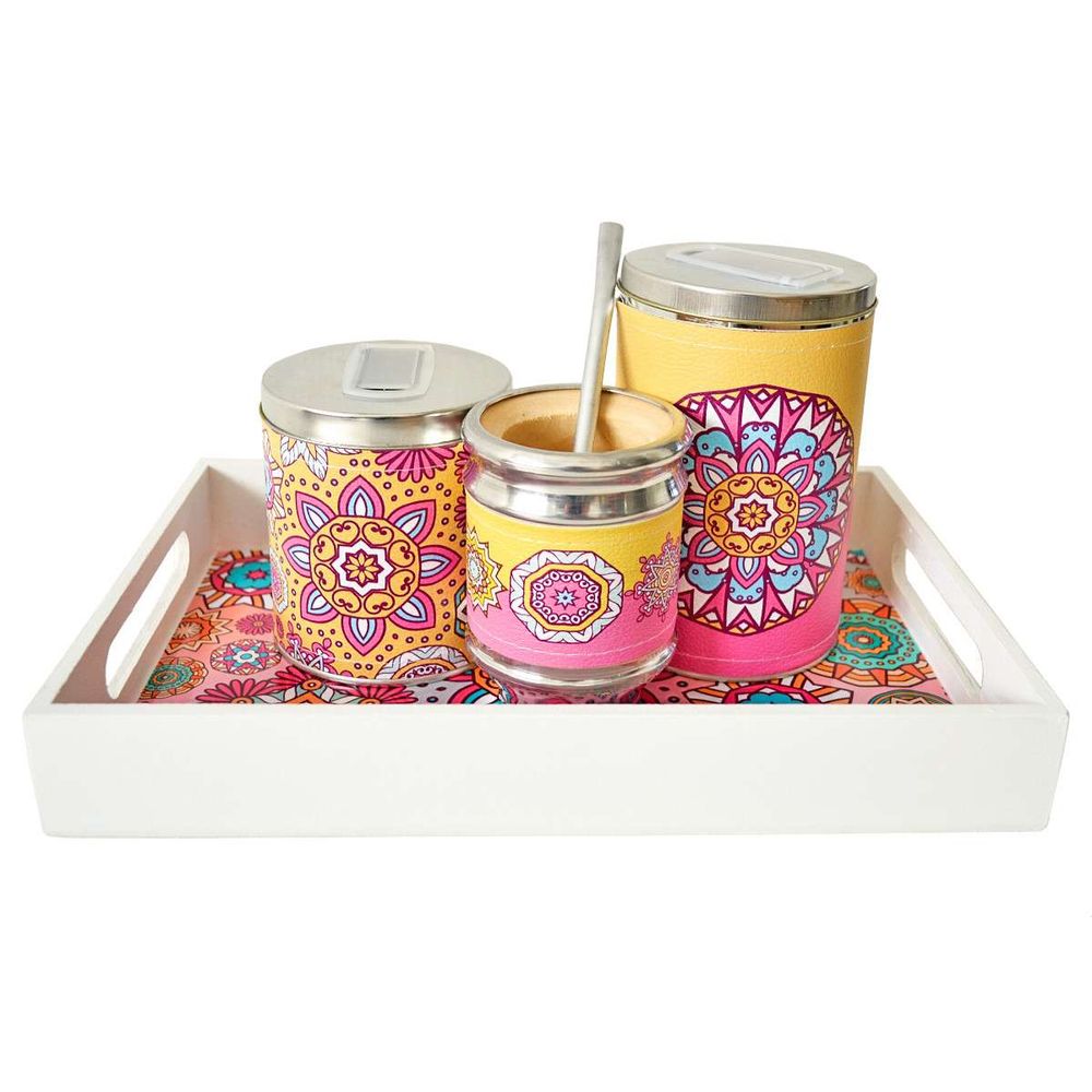 Kit de mate y bandeja Mandalas